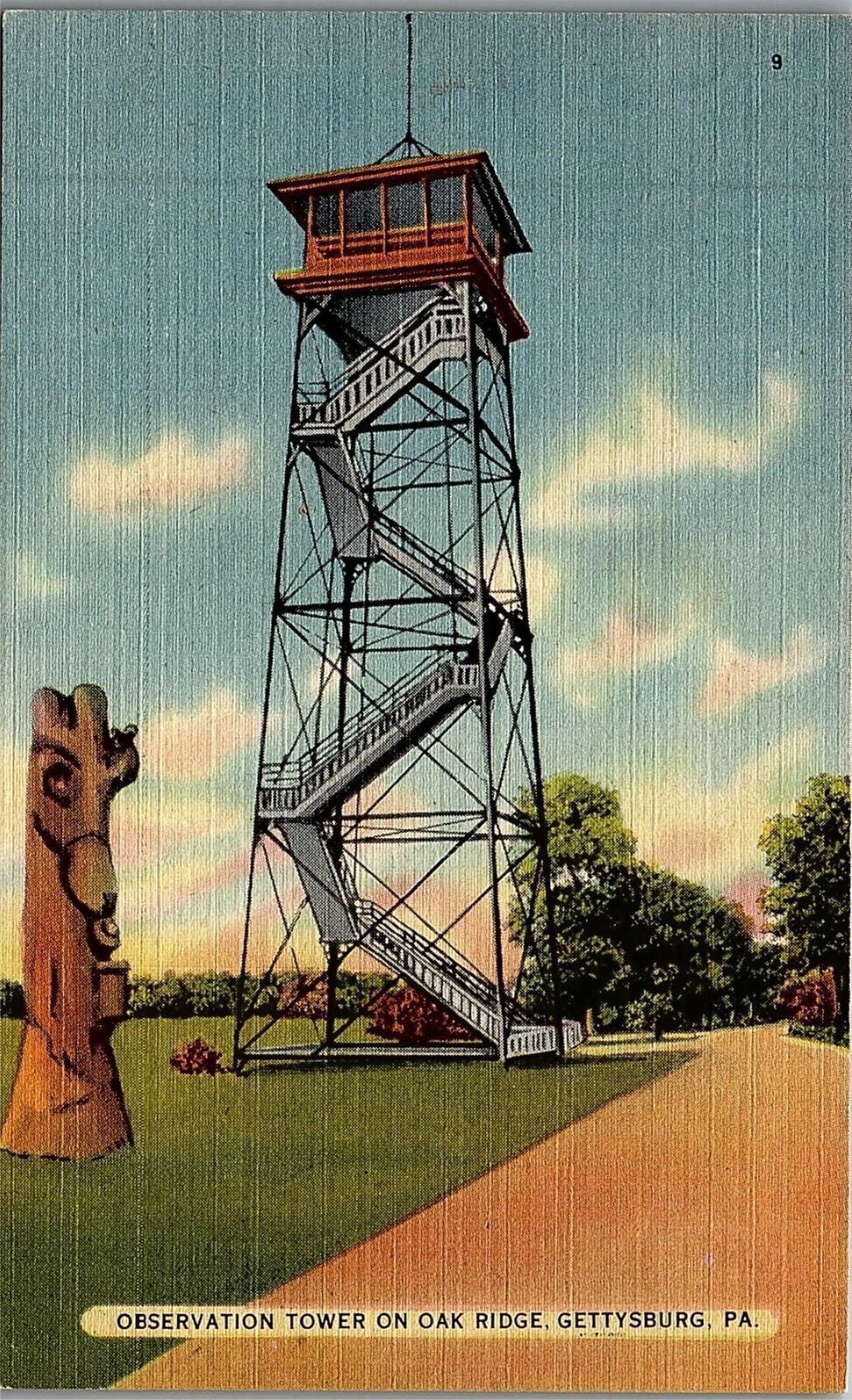1930s Gettysburg PA Observation Tower on OAK Ridge Linen Postcard 29 ...