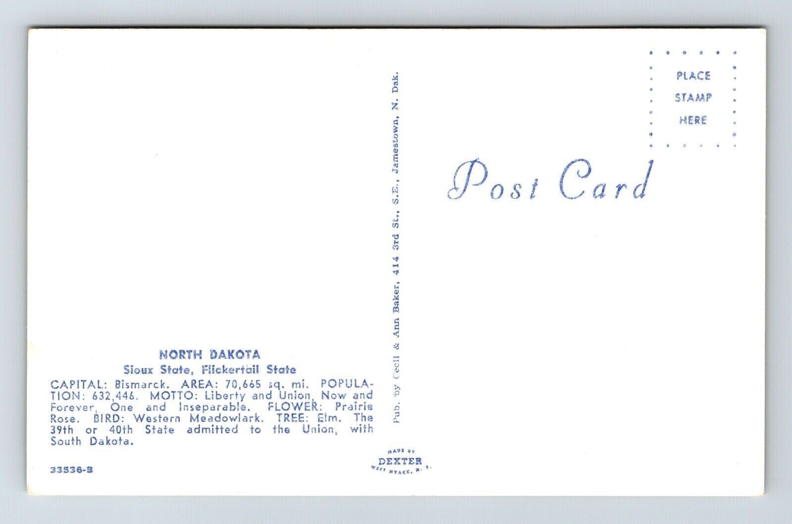 Greetings North Dakota Flickertail State Map Cities State Capitol DB ...