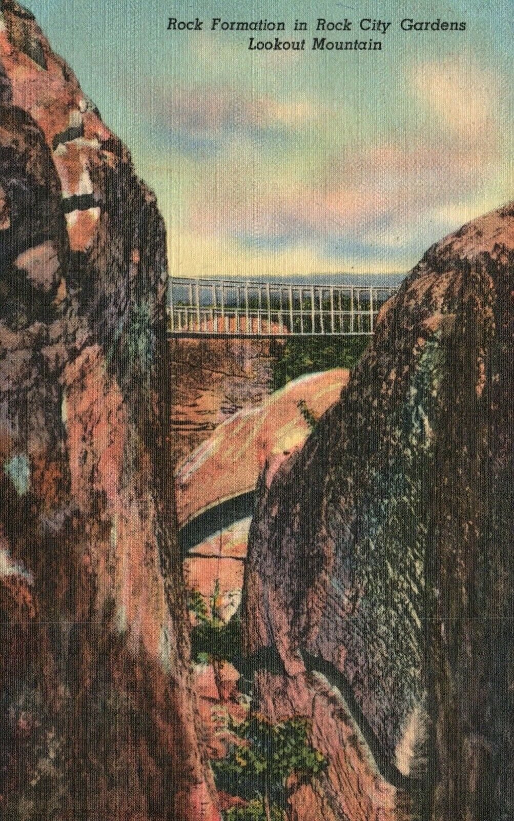 Vintage Postcard 1930s Rock Formation Rock City Gardens Lookout ...