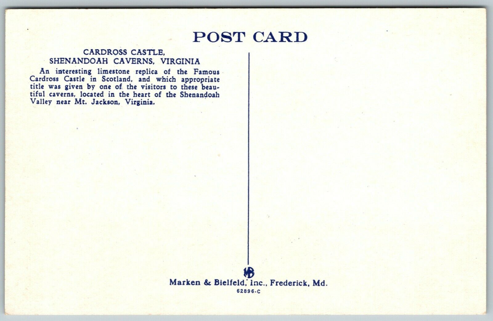 Cardross Castle, Shenandoah Caverns, Virginia - Postcard | United ...