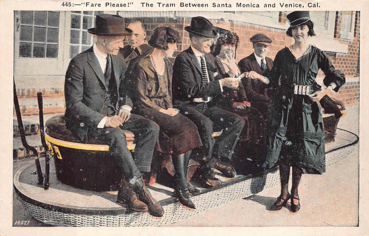Fare Lady Tram Santa Monica to Venice California Postcard (C. 1920s ...