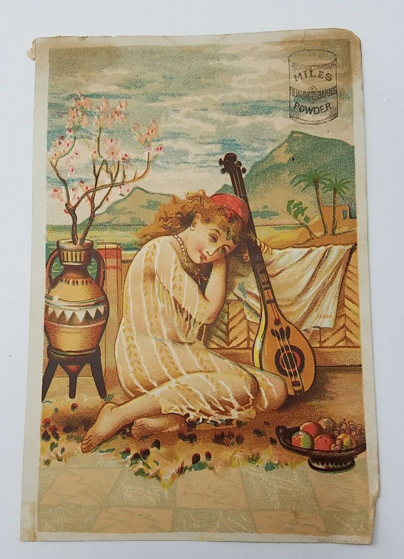 Victorian MILES BAKING POWDER Trade Card Girl With Ukulele | Ephemera ...