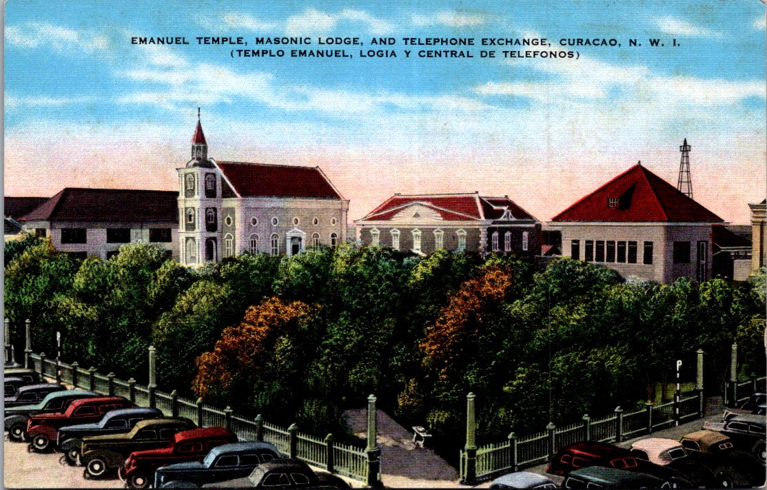Curacao Temple Emanuel Jewish synagogue 1940s Masonkc Lodge Telephone ...