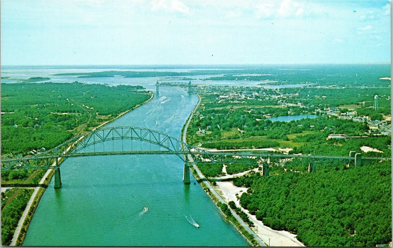 Aerial View Cape Cod Canal Bourne Bridge MA Massachusetts VTG Postcard ...