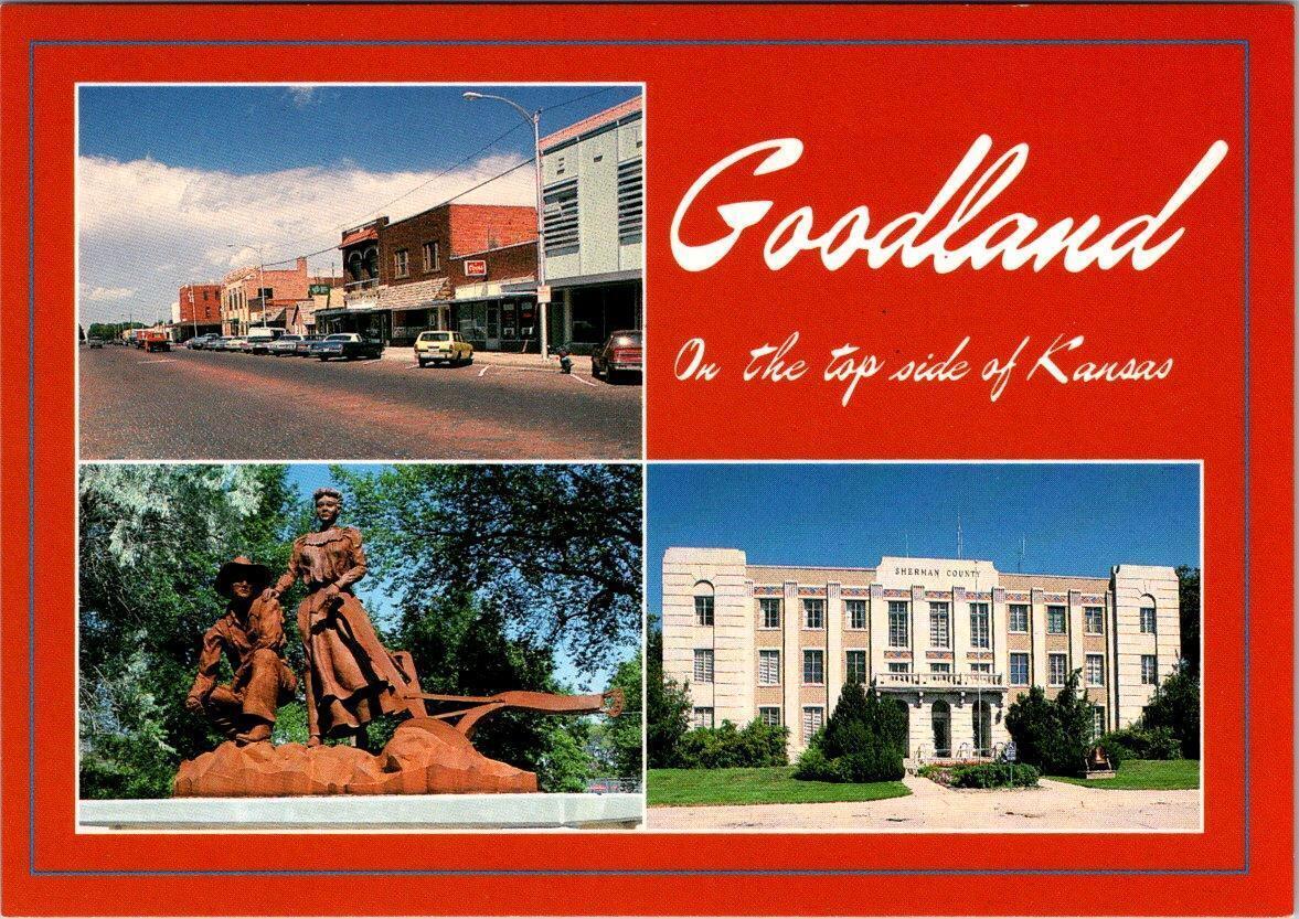 2~4X6 Postcards Goodland KS Kansas STREET SCENE~SHERMAN CO COURT HOUSE ...