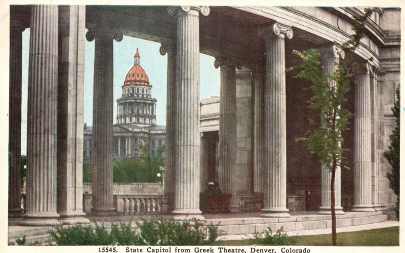 Vintage Postcard 1920's State Capitol House From Greek Theater Denver ...