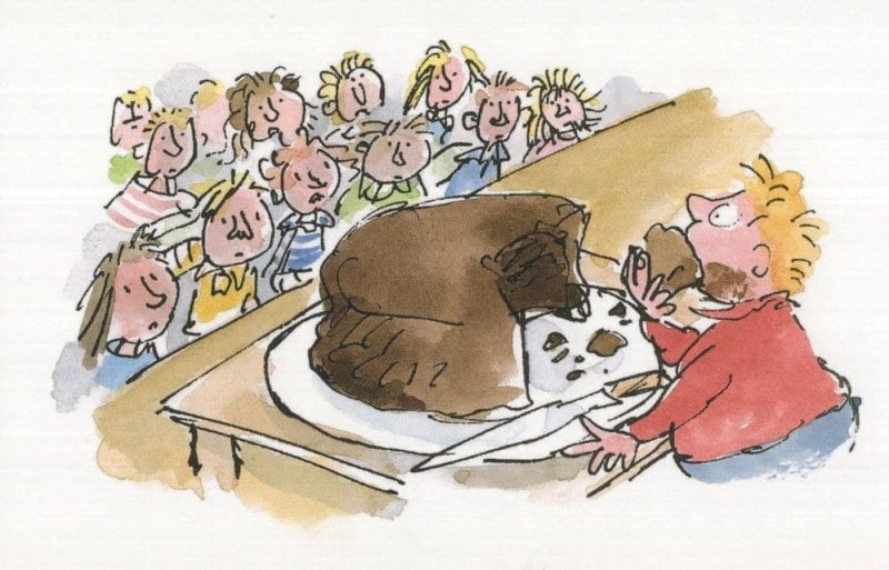 Roald Dahl Matilda Book Georgie & Giant Chocolate Cake Postcard ...