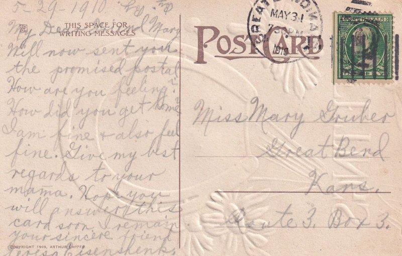 Greetings Horseshoe Cowboy Cowgirl Horse Daisy 1910 Arthur Capper ...