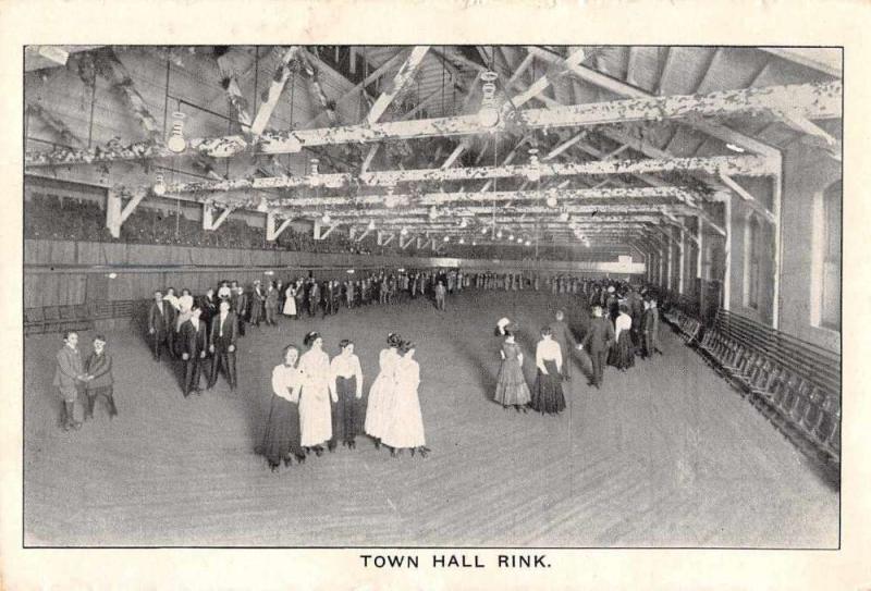 Town Hall Rink Interior View Rollar Skating Antique Postcard J69681 ...