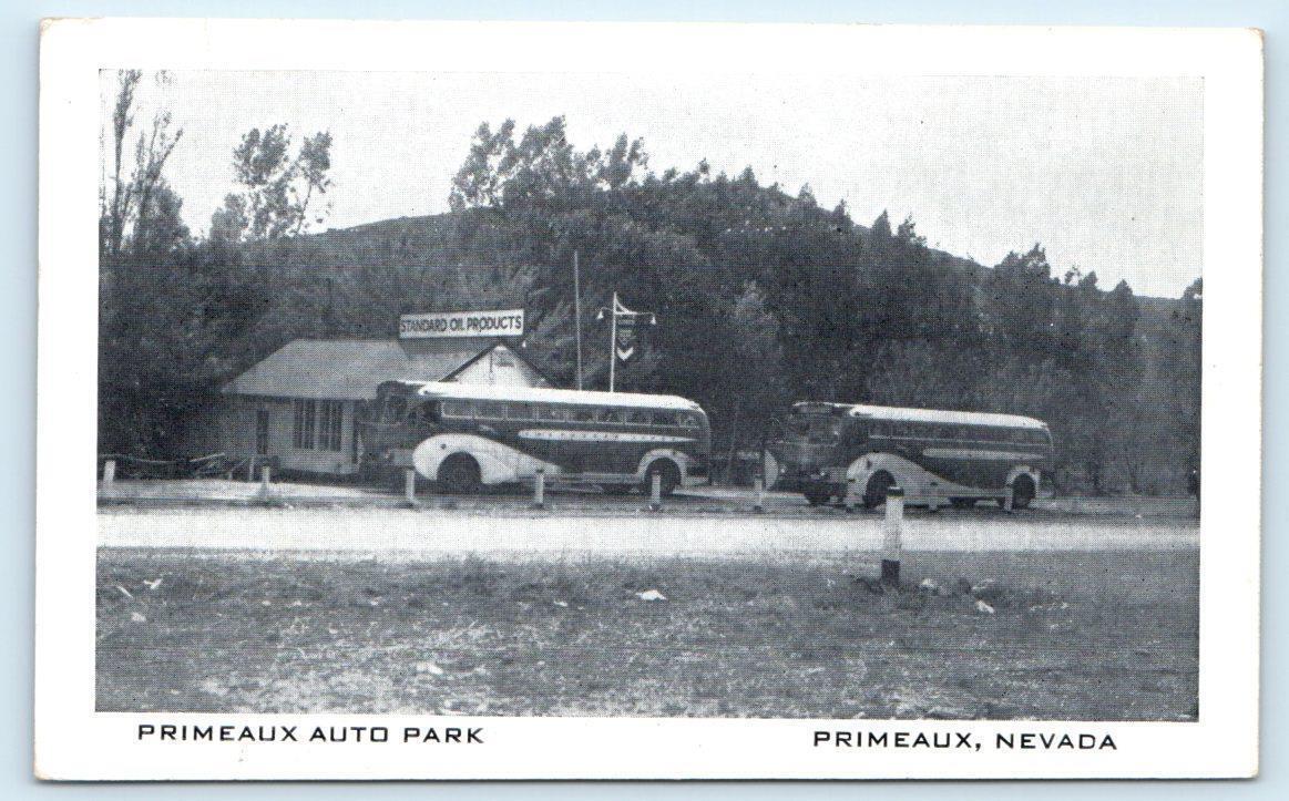 PRIMEAUX, Nevada NV ~ Roadside PRIMEAUX AUTO PARK Motel Buses c1940s ...