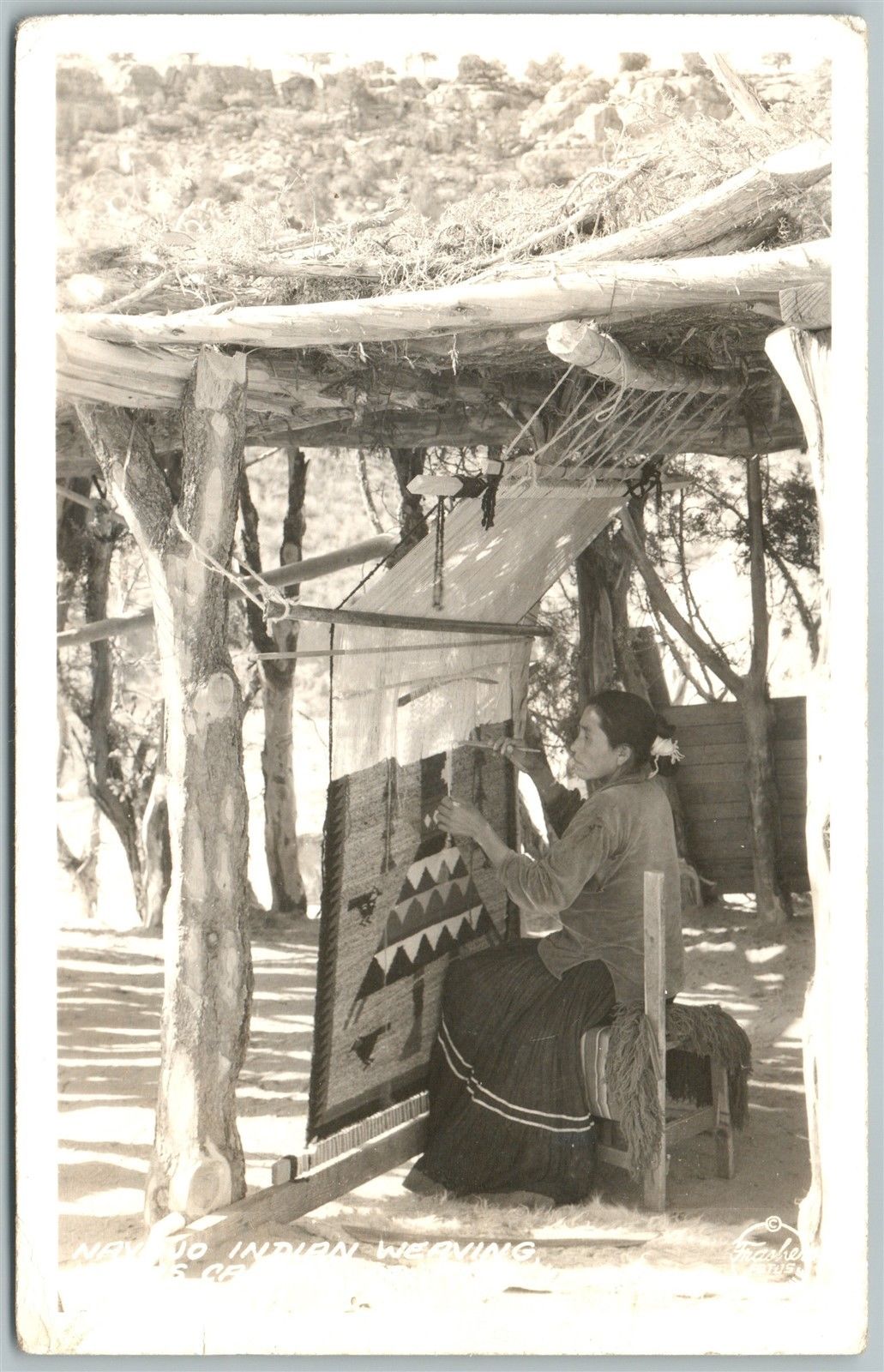 Navajo Indian RUG Weaving 1946 Vintage Real Photo Postcard Rppc ...