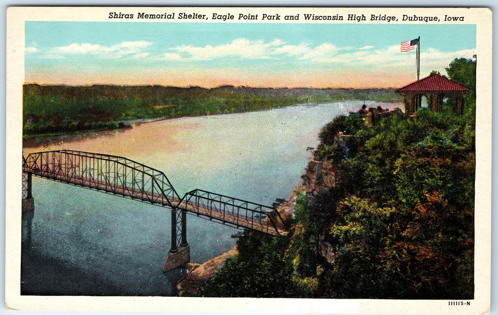c1950s Dubuque, IA Shiras Shelter Eagle Point Park WI High Bridge ...