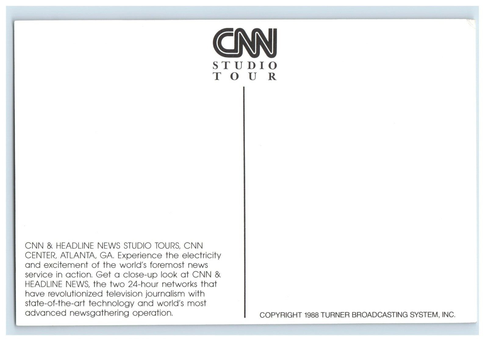 Vintage CNN Studio Tour, CNN Center, Atlanta, Georgia. Postcard &B ...