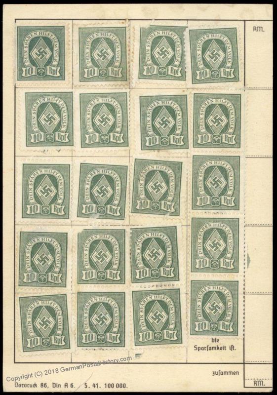 3rd Reich Germany WWII Savings Booklet Sparkasse Berlin Revenue Card ...