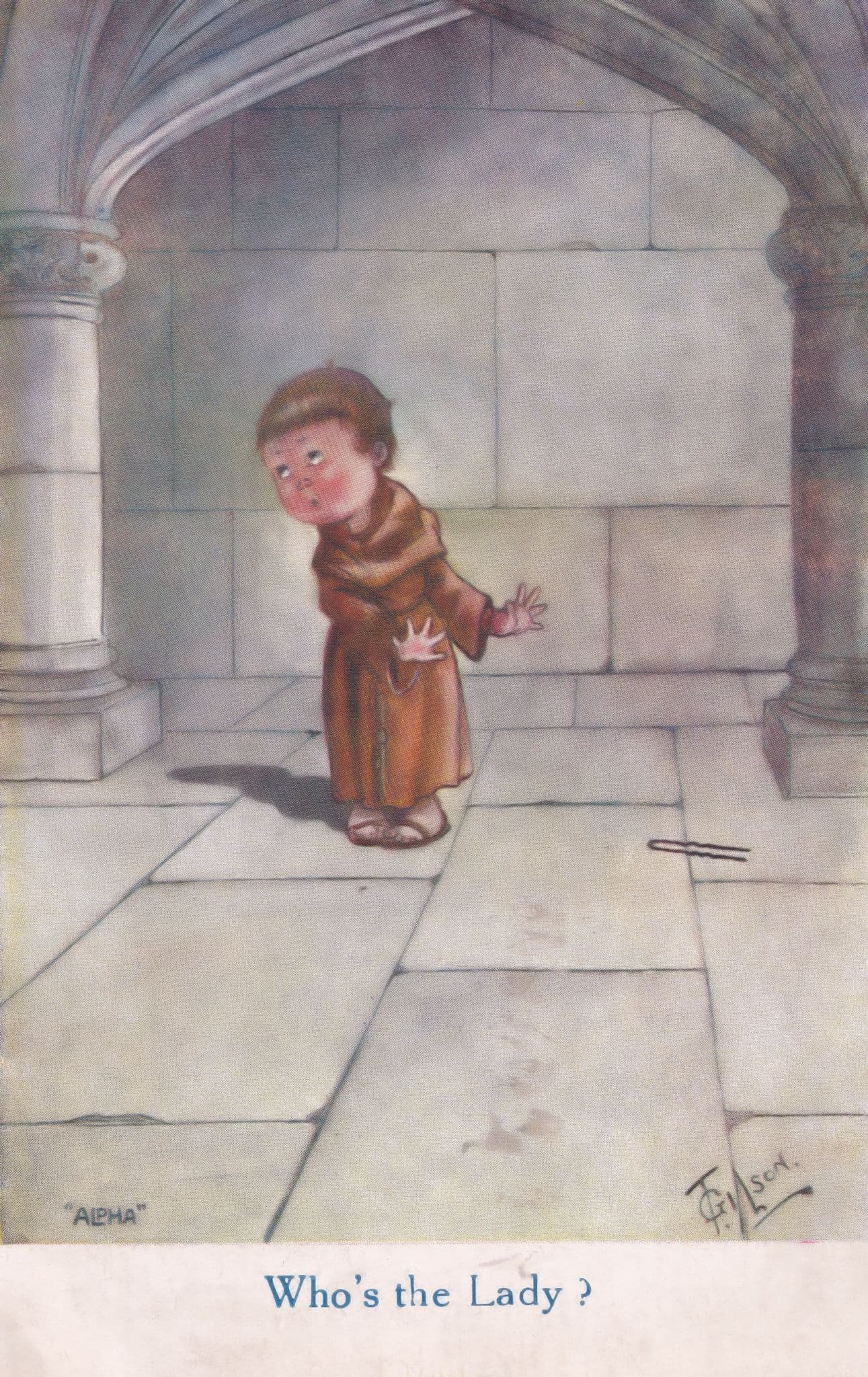 Monk Monastery Who's The Lady Religious Comic T Gilsen Old Postcard ...