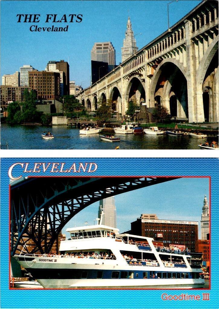 2~4X6 Postcards Cleveland, OH Ohio THE FLATS~HERITAGE PARK & Boat ...