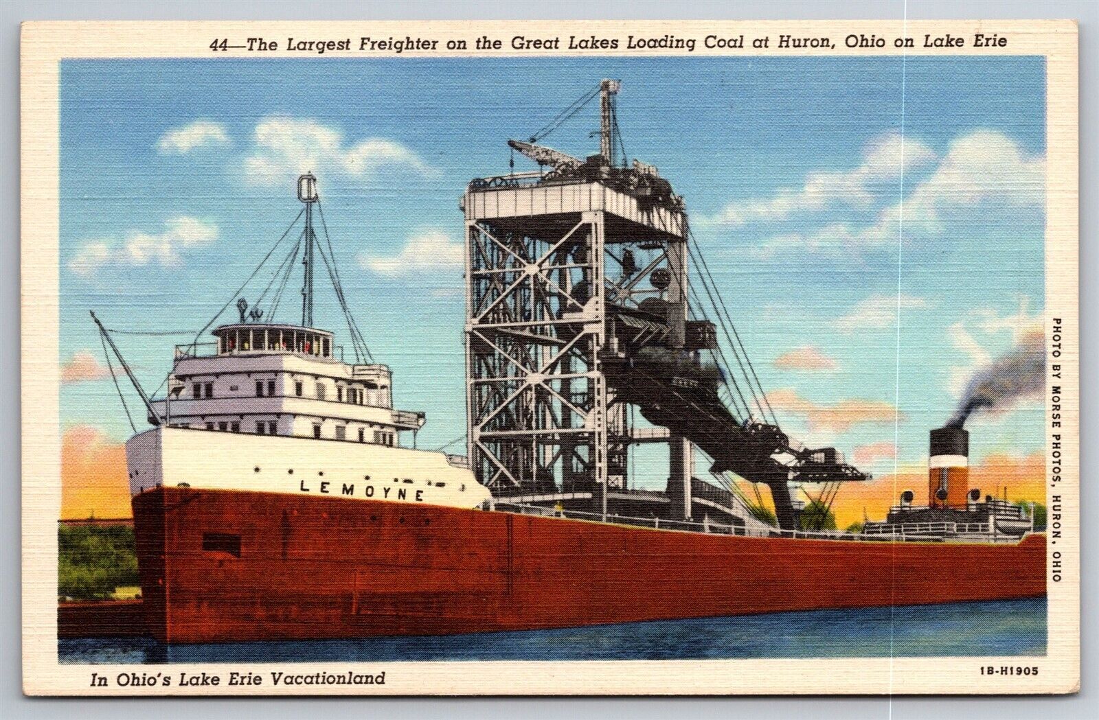 Largest Freighter On Great Lakes Loading Coal At Huron OH C1940s ...