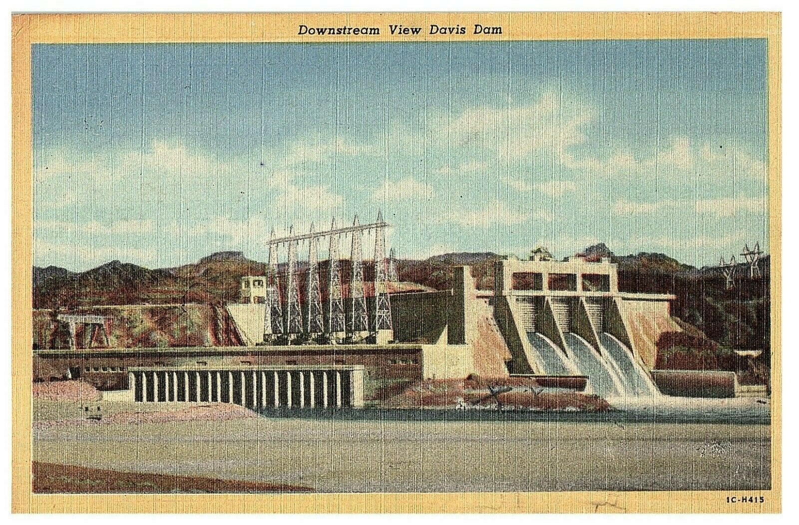 Aerial View Postcard Davis Dam on Colorado River Bullhead City Arizona ...