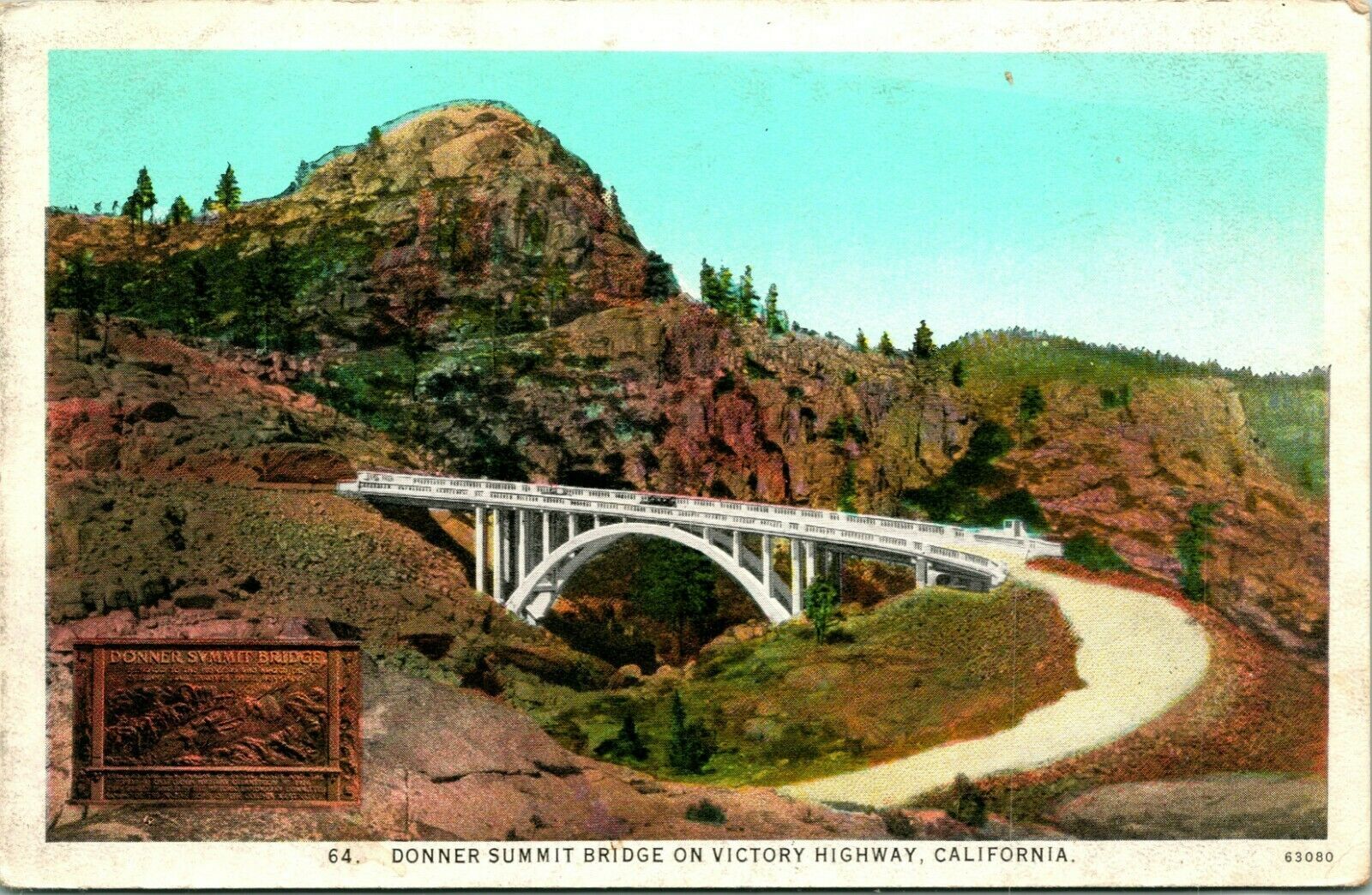 Vtg Postcard Donner Summit Bridge on Victory Highway California UNP ...