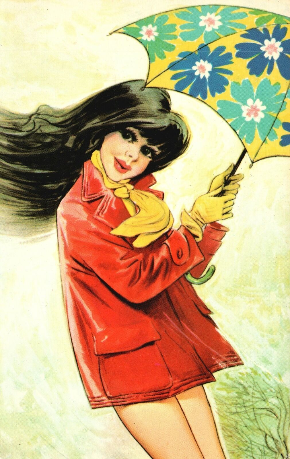 Vintage Postcard Girl In Rainy Attire Taylor Tots' Series Published By ...