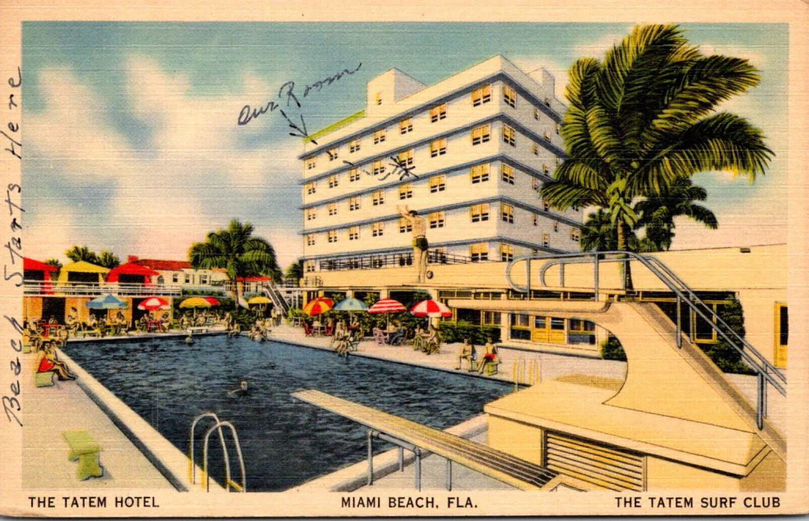 Florida Miami Beach The Tatem Hotel and Tatem Surf Club 1941 | United ...