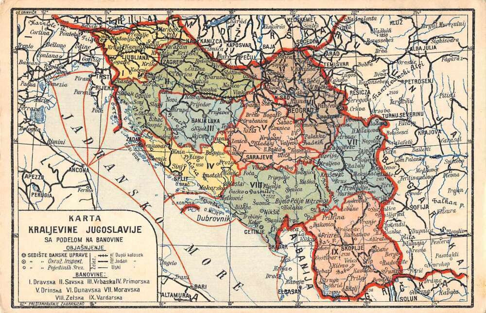 Yugoslavia Europa Jugoslavije mapa Postal Antigua AA54416 | Europe ...