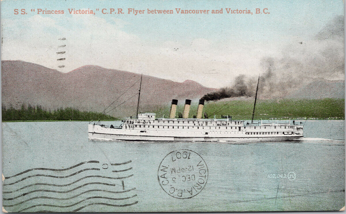 SS 'Princess Victoria' Ship btwn Vancouver & Victoria BC c1907 Postcard ...