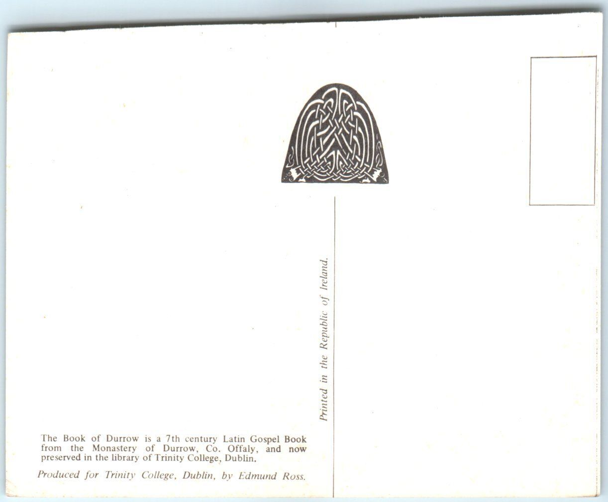 Postcard - The Book of Durrow, Library of Trinity College - Dublin ...