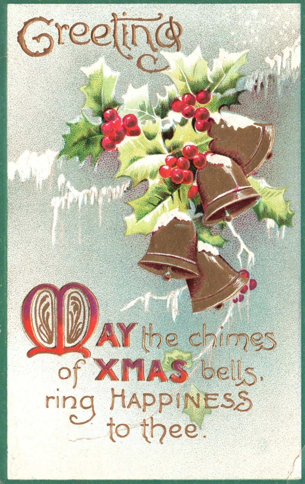 Vintage Postcard 1909 May The Chimes Of Christmas Bells Ring Happiness ...