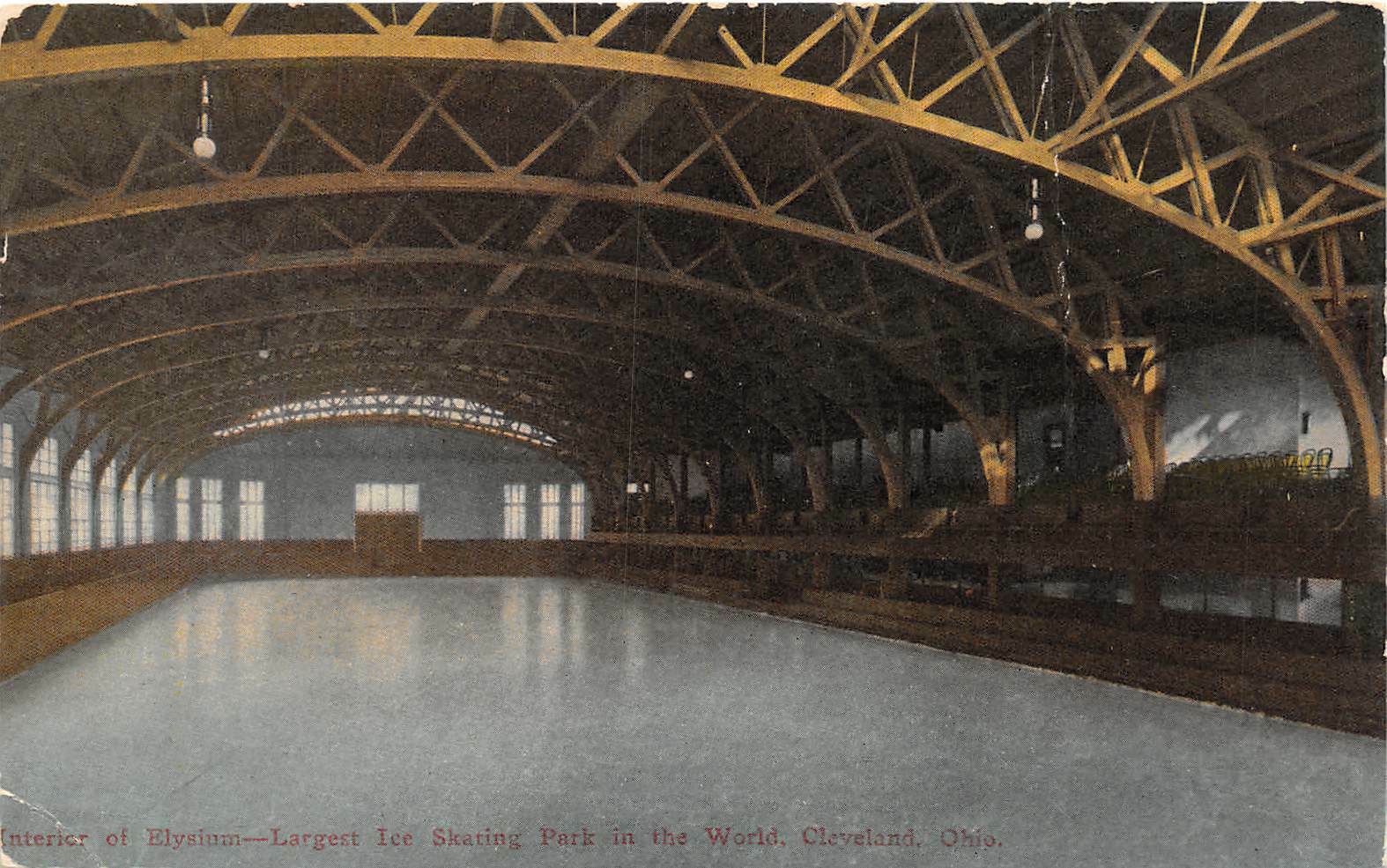 Cleveland Ohio 1912 Postcard Interior Elysium Largest ice Skating Rink ...