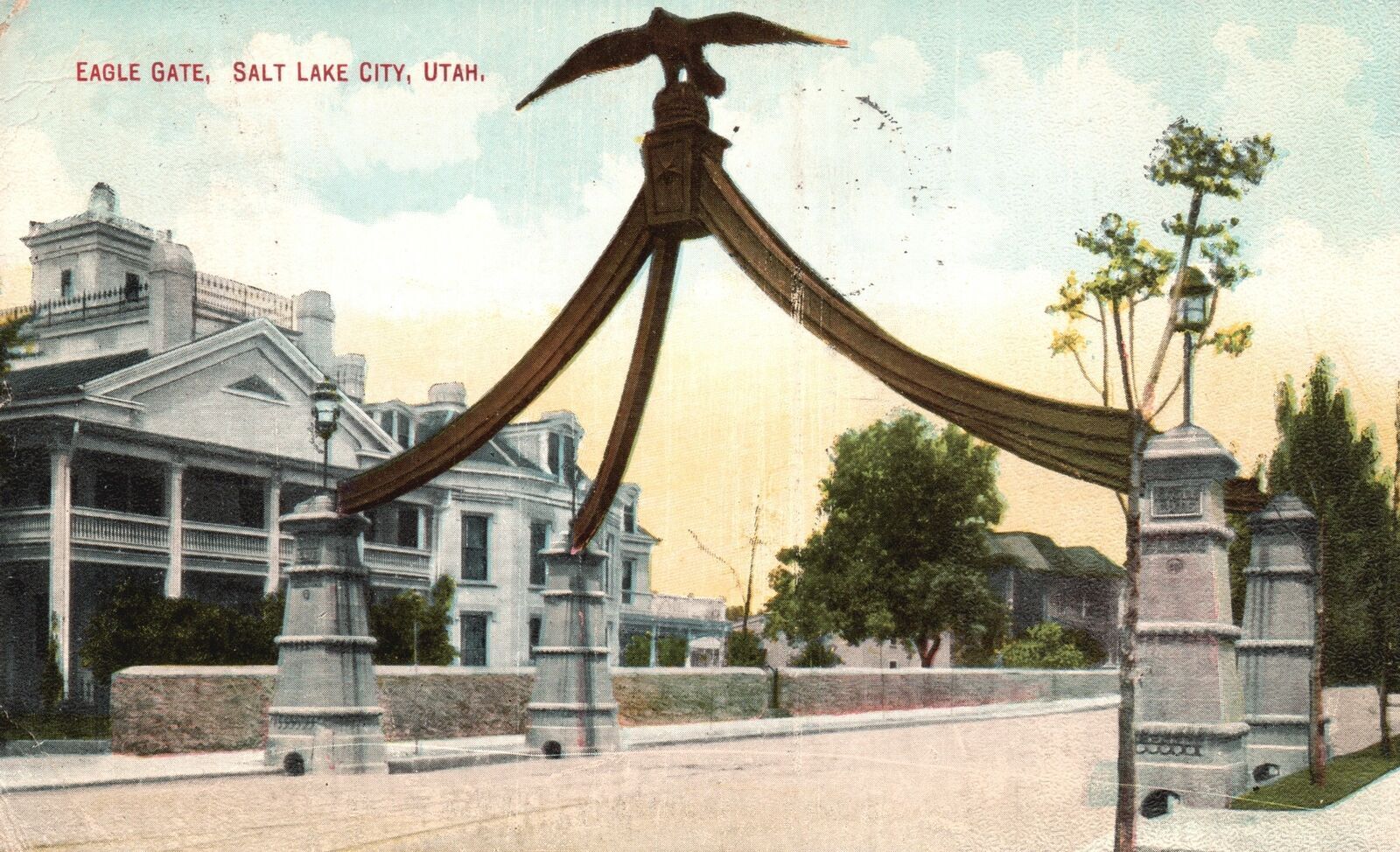 Vintage Postcard 1909 Eagle Gate Historical Arch Monument Salt Lake ...