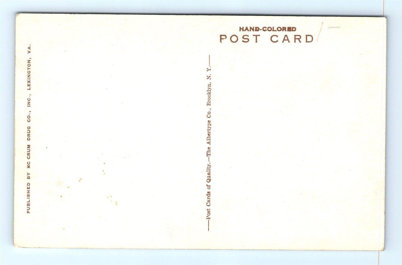 Postcard General Robert E Lee Hand Colored McCrum Drug Co Lexington VA ...