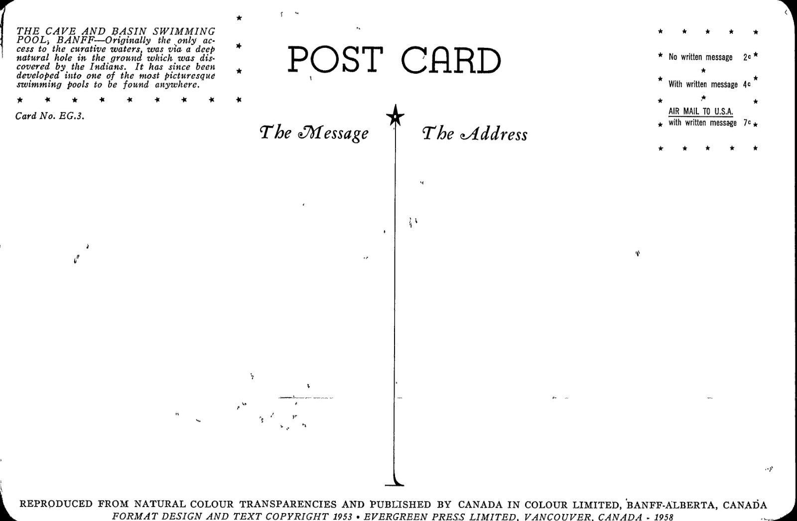 Vintage 1950s Postcard Cave And Basin Swimming Pool Banff Curative ...