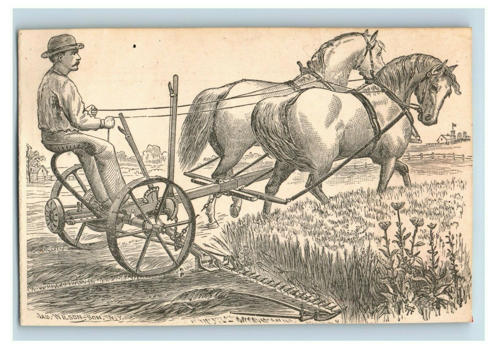 1880s Scrap Mower Farming Horses Man Field Fab! P219 | Ephemera ...