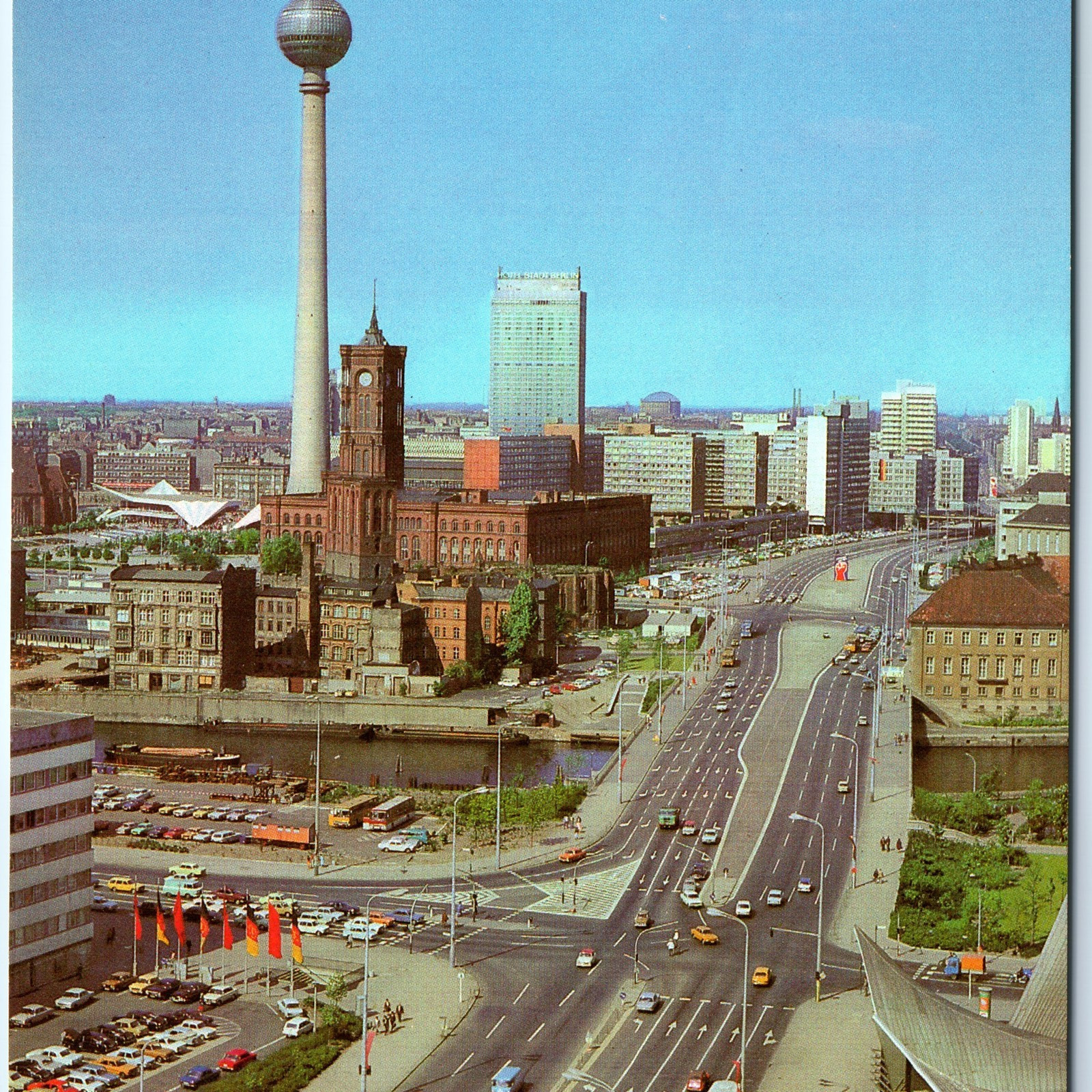 c1970s East Berlin, Germany DDR City Center Rotes Rathaus Aerial View ...