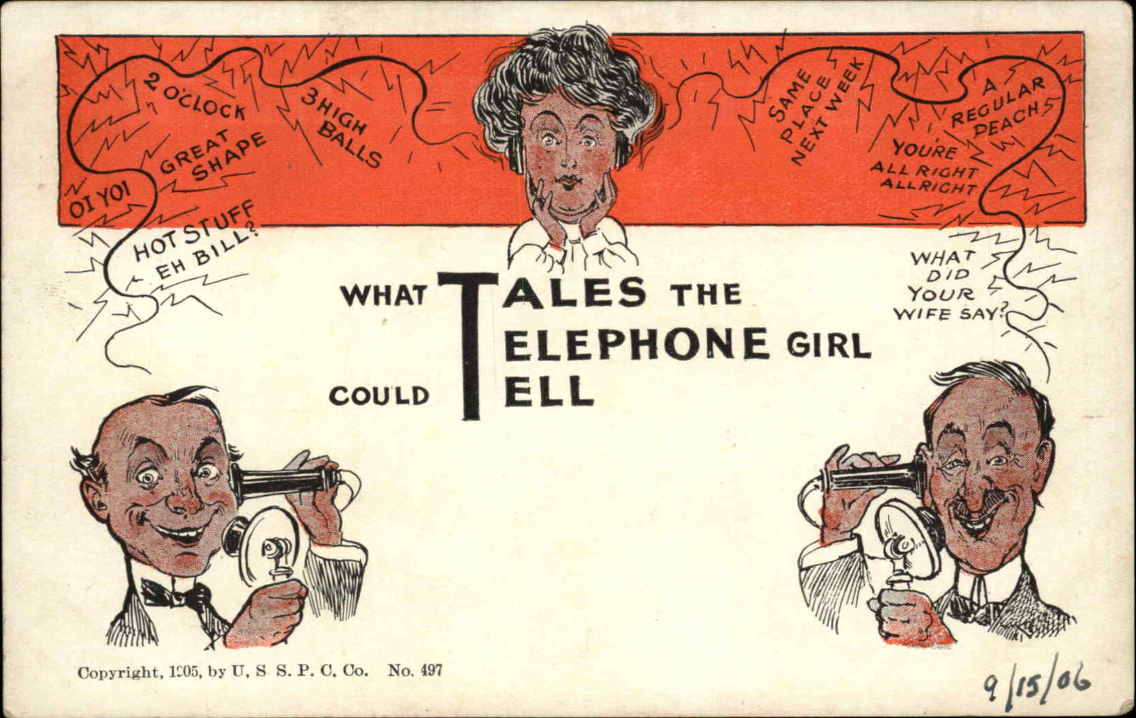 Woman Man Hug Body Humor Comic Big Woman Small Man Odd Couple c1900s ...