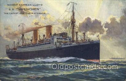 SS Muenchen Norddeutscher Lloyd, Breman, Ship Writing on back close to ...