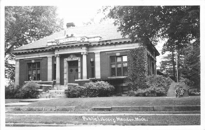 1940s Public Library Mendon Michigan RPPC real photo postcard 9886 ...