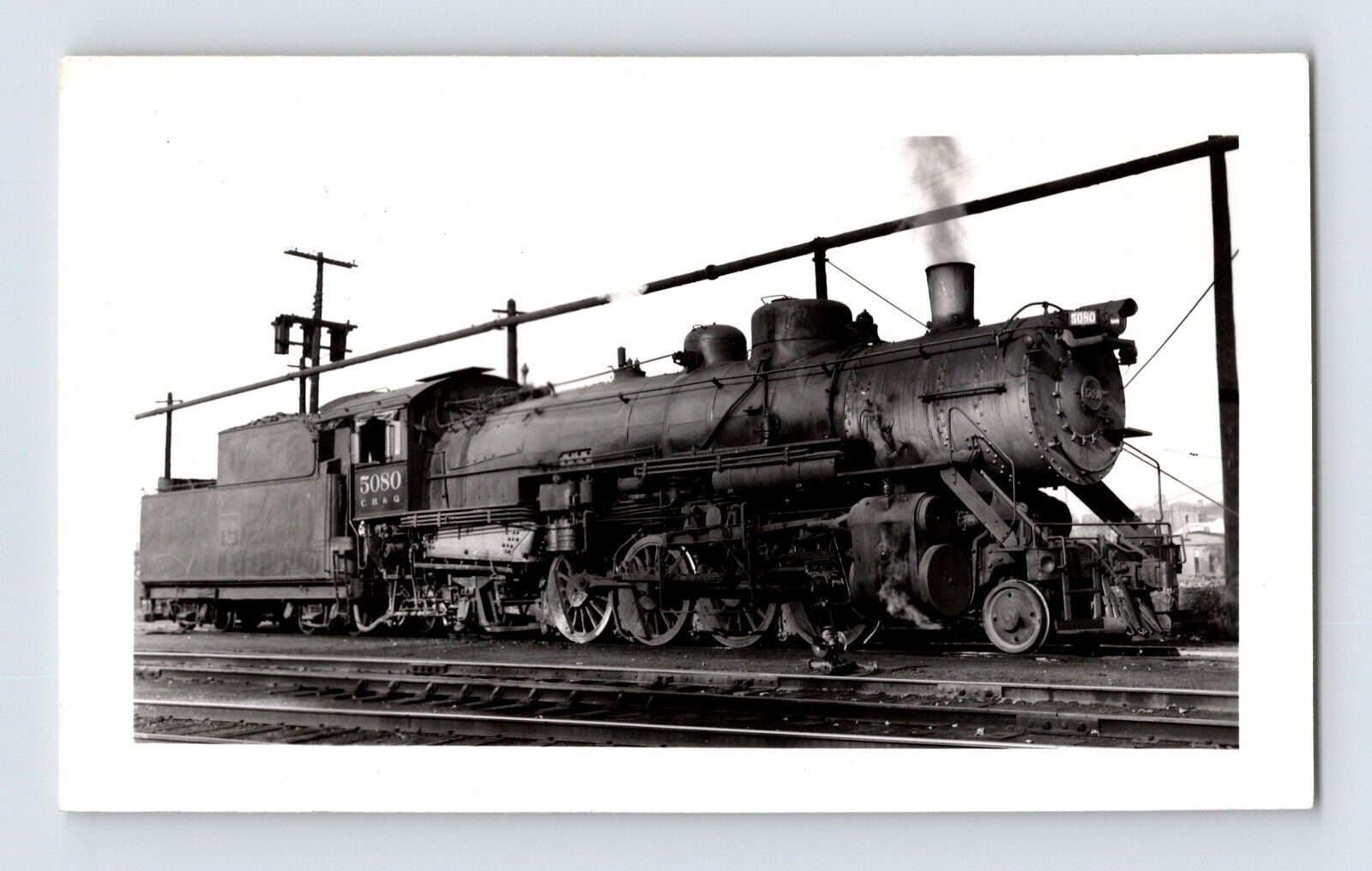 Photo Railroad Train Chicago Burlington Quincy Steam Engine 2.75" x 4.5 ...
