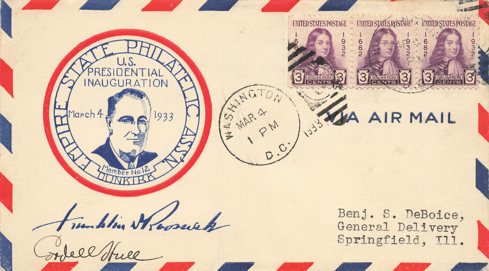 Franklyn D. Roosevelt Presidential Inauguration Cordell Hull Secretary ...