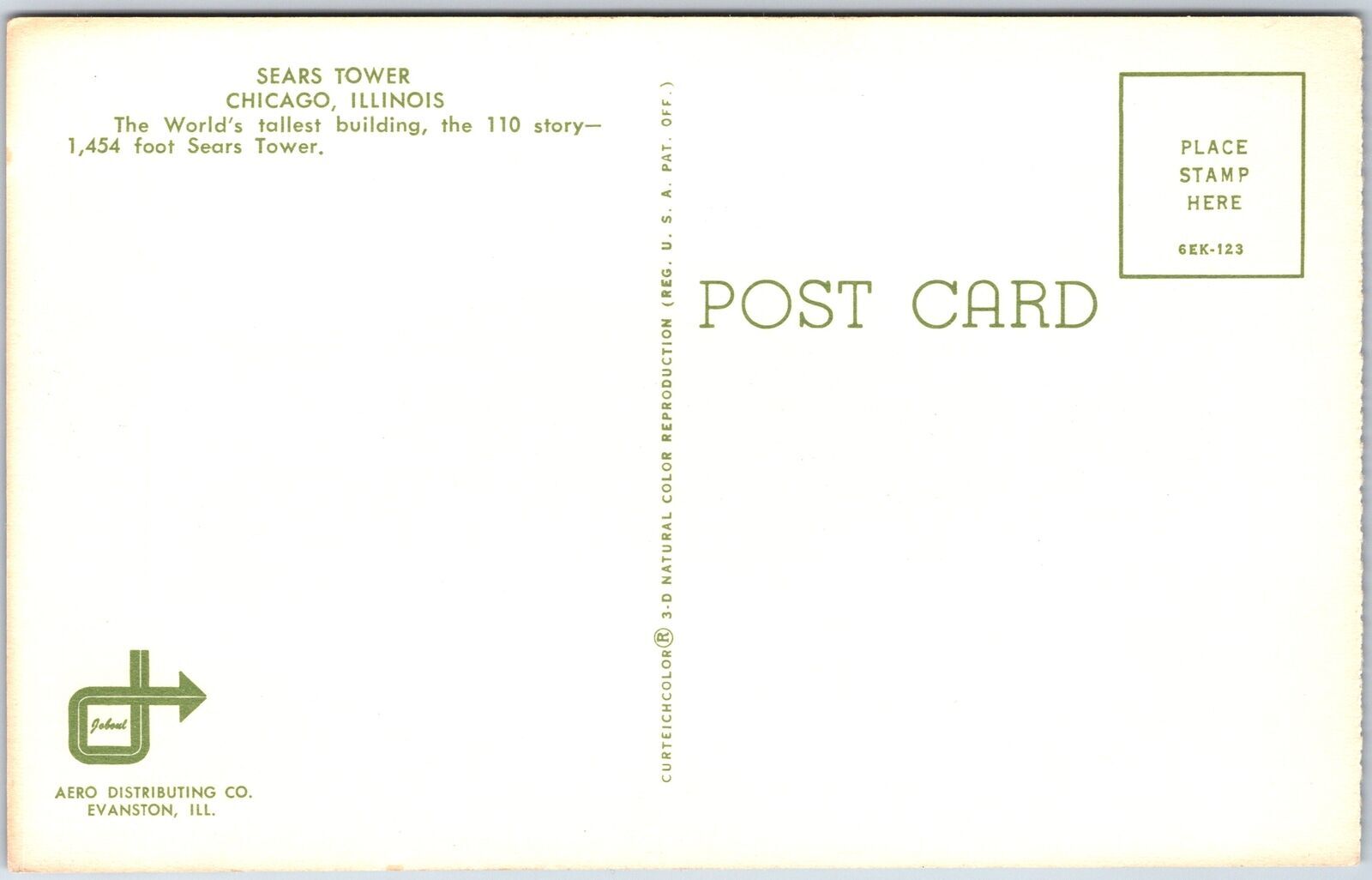 Vintage Postcard the Sears Tower in Chicago Illinois C. 1970s | United ...