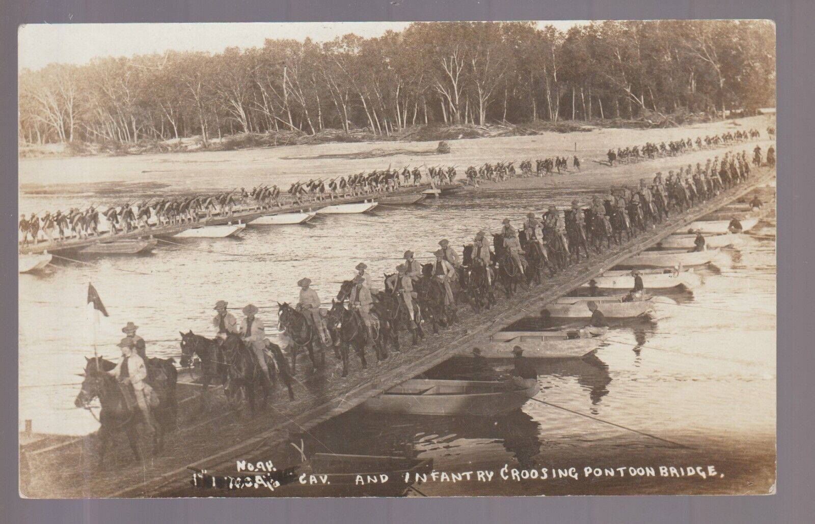 Fort Riley KANSAS RPPC 1918 WWI CAVALRY Infantry PONTOON BRIDGE ...