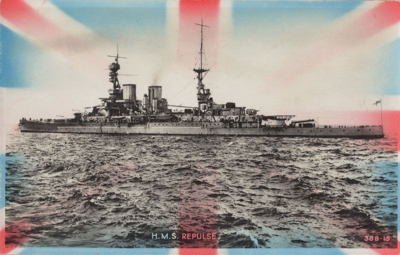 HMS Repulse Military Ship War Union Jack Flag RPC Postcard | Topics ...