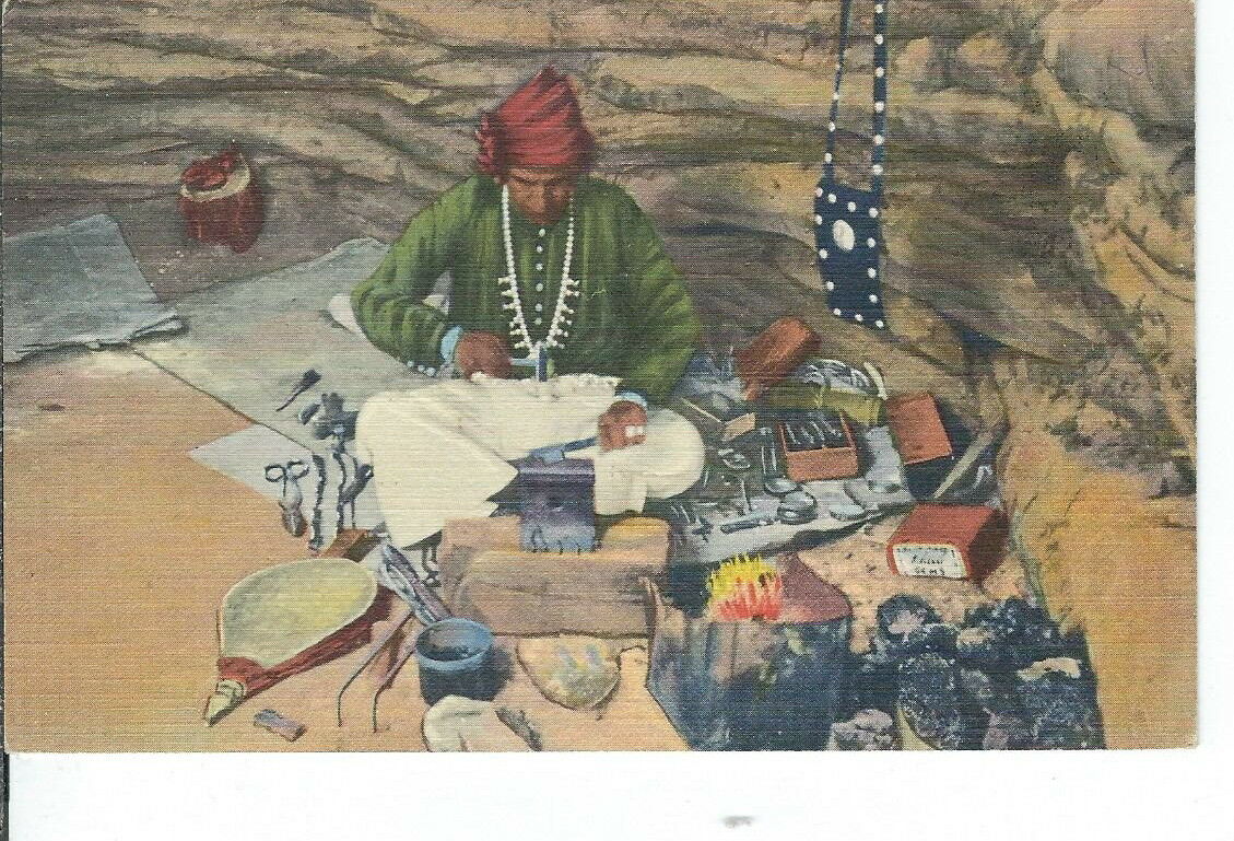 CH-006 Navajo Indians Silversmith Plying his Trade, Linen Postcard ...