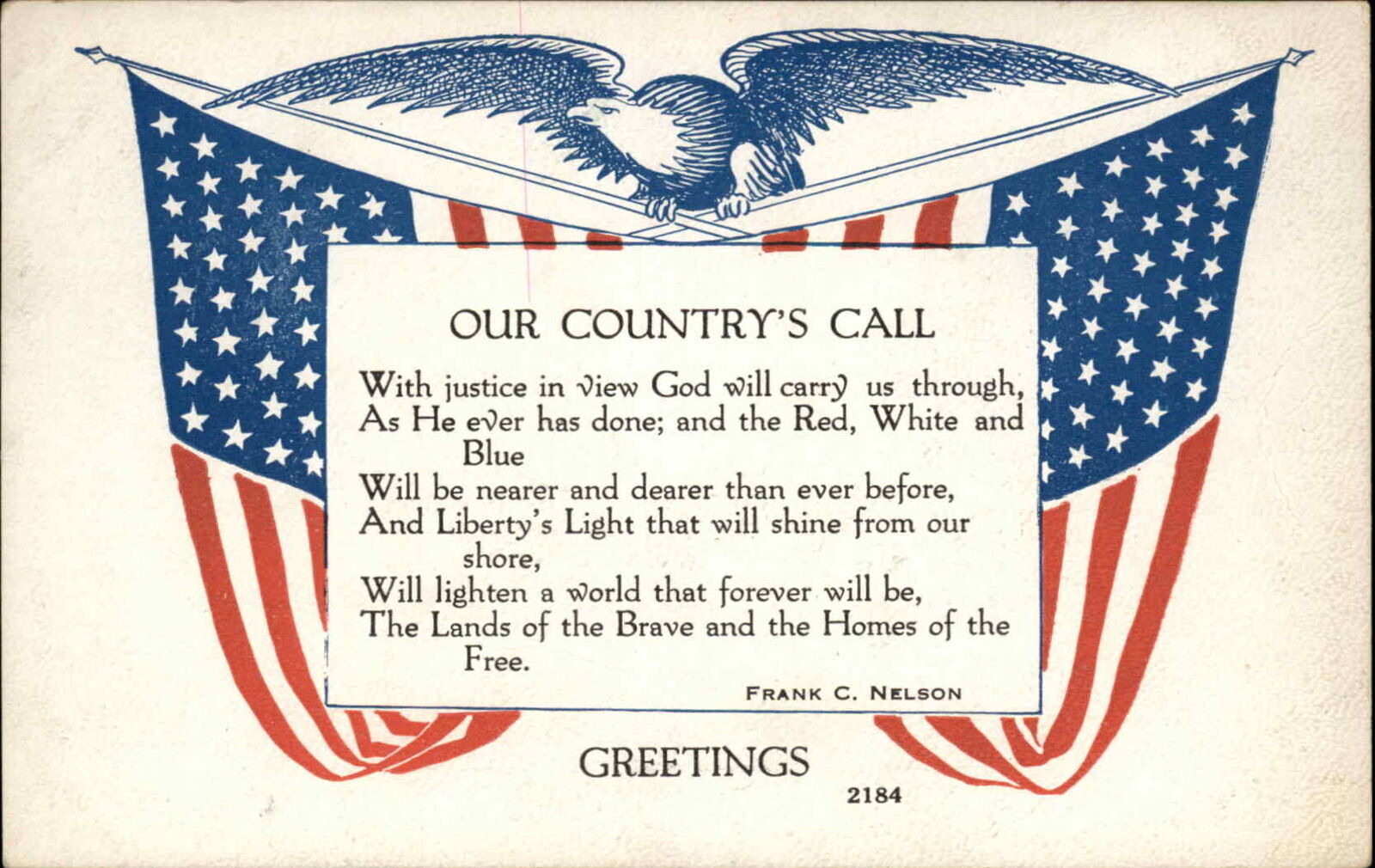 Our Country's Call American Flags Eagle Patriotic c1910 Vintage ...