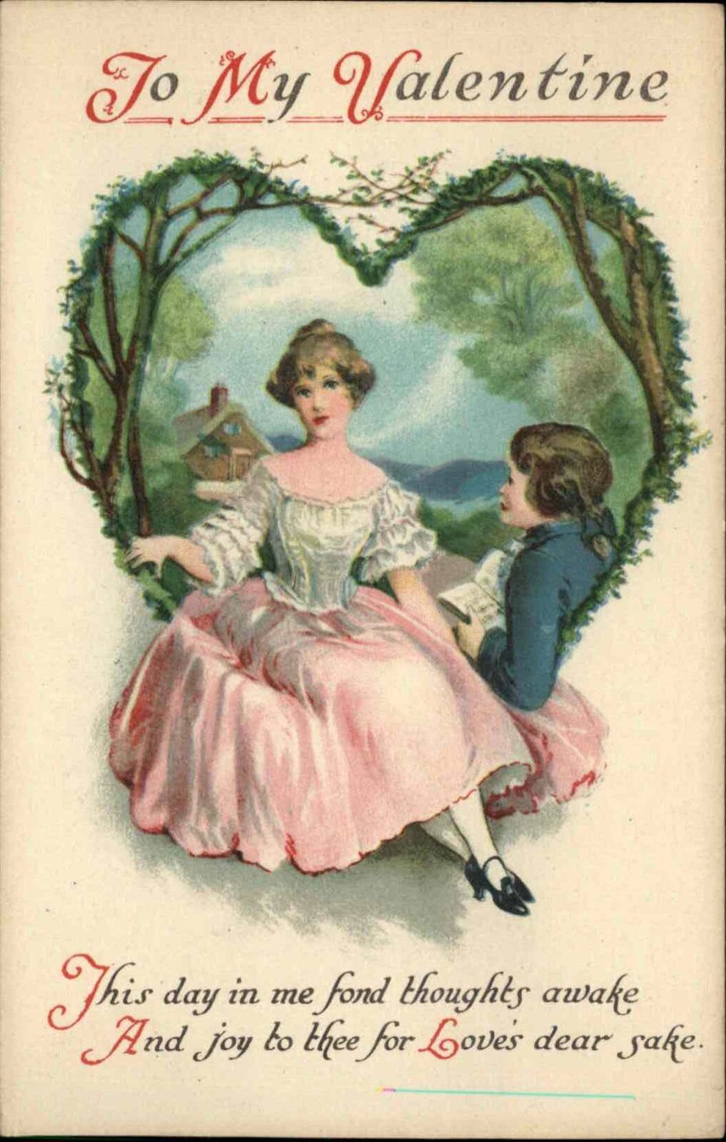 Valentine Boy & Girl Colonial Costumes & Hair Ellen Clapsaddle Wolf ...