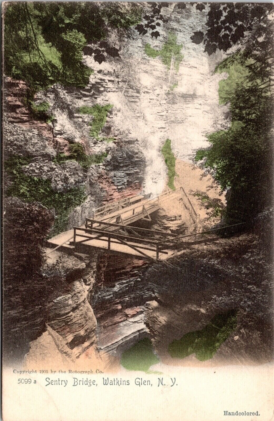 Sentry Bridge Watkins New York NY Forest Rock Formations UNP Vintage ...