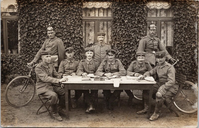 WW1 German Soldiers Military Men Germany Bikes Table Real Photo ...