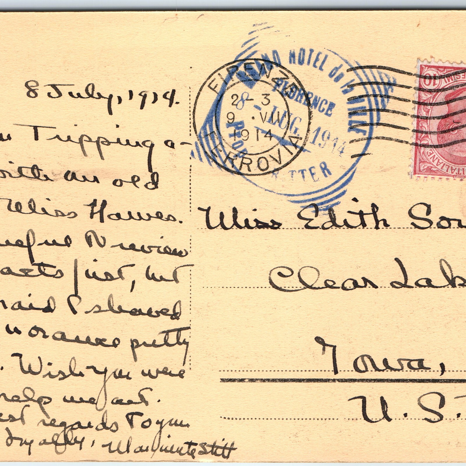c1910s Rome, Italy Roman Forum Ruins Ancient Florence Grand Hotel Stamp ...
