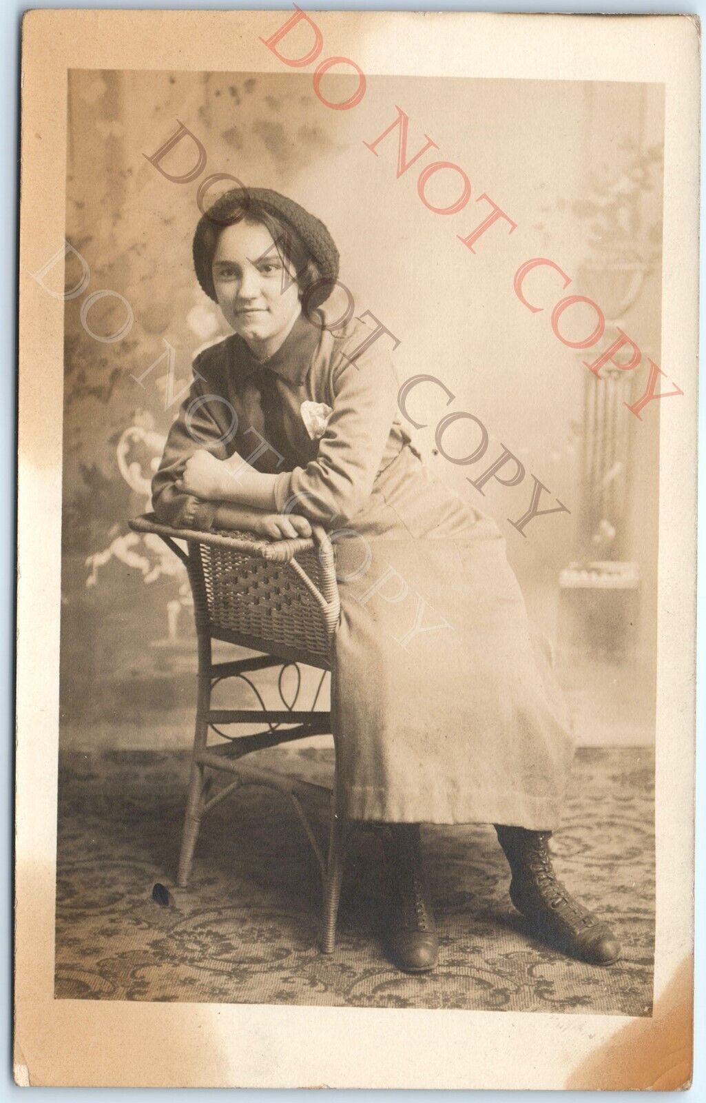 ID'd c1910s Young Lady Smirk RPPC Girl Smile Rasta Hat Photo Alta ...